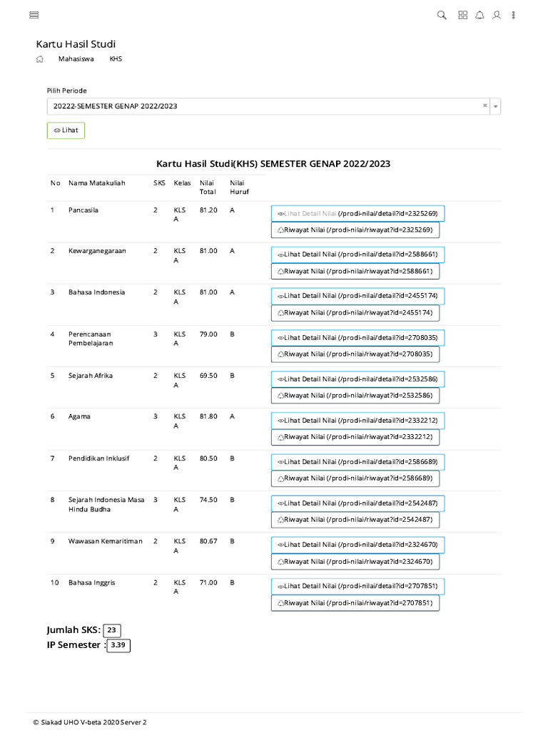 Sistem Informasi Akademik - SIAKAD - UHO | PDF