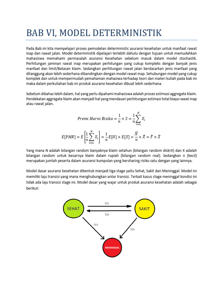 Model Asuransi Kesehatan Deterministik | PDF