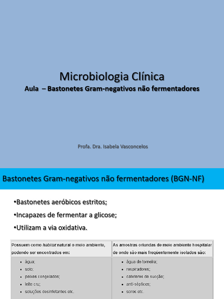Bastonetes Gram-Negativos Não Fermentadores | PDF | Pseudomonas ...
