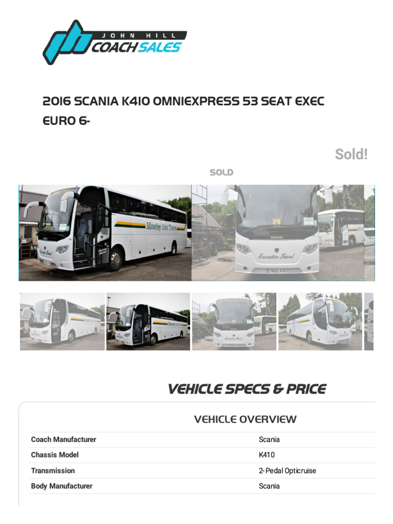 2016 Scania K410 OmniExpress Coach Sale | PDF | Technology & Engineering