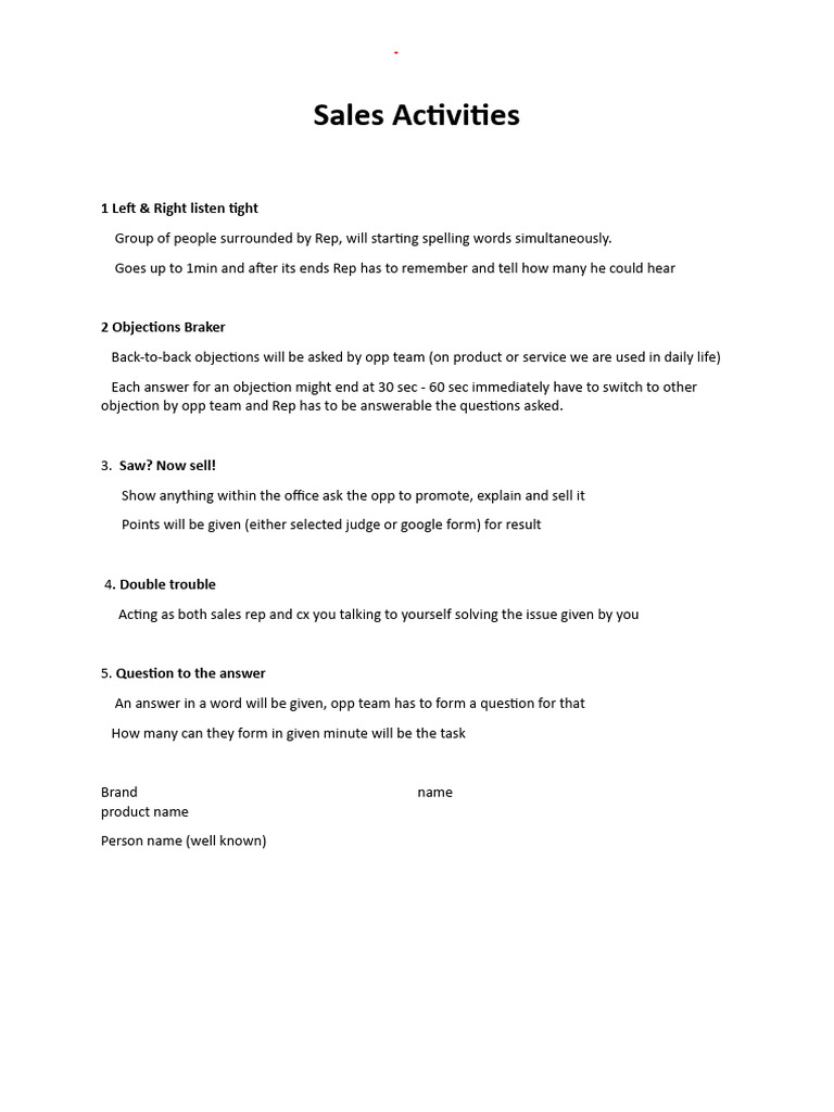 Sales Activities (Rajesh) | PDF | Sales | Customer Relationship Management