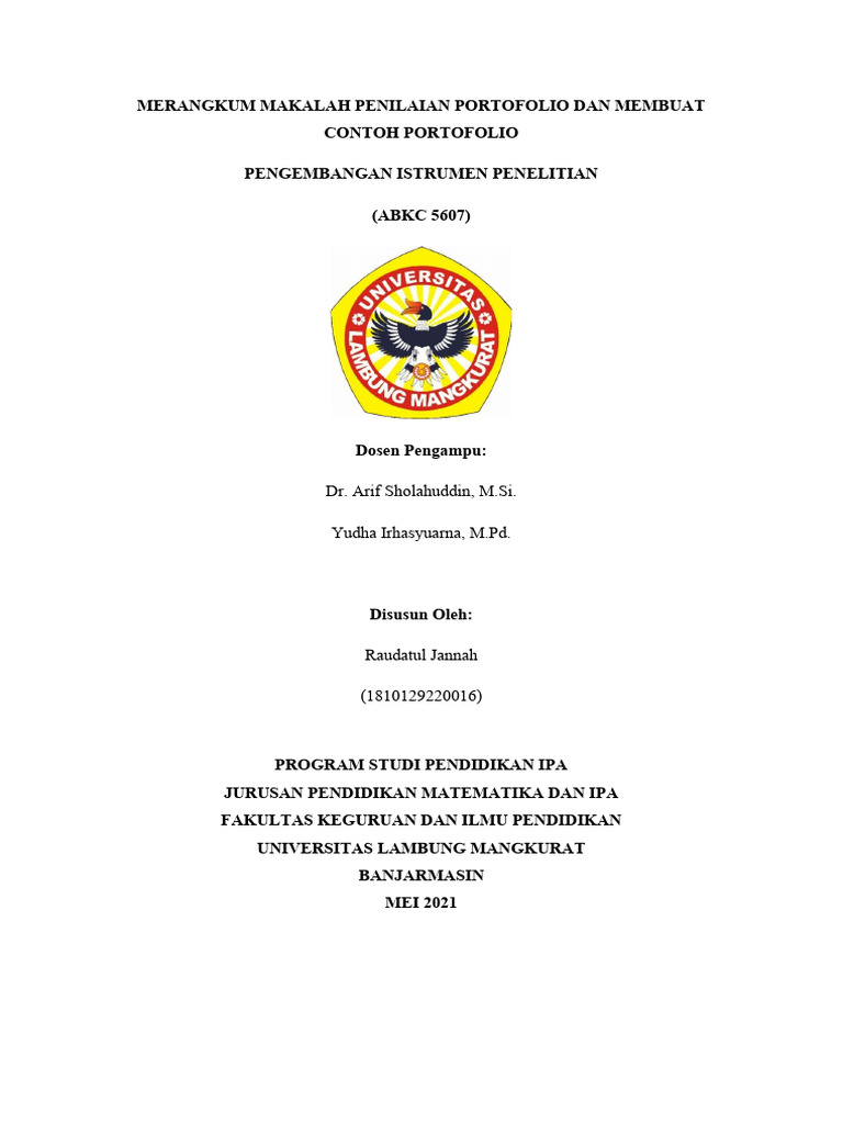 Tugas Rangkuman Dan Membuat Contoh Portofolio | PDF