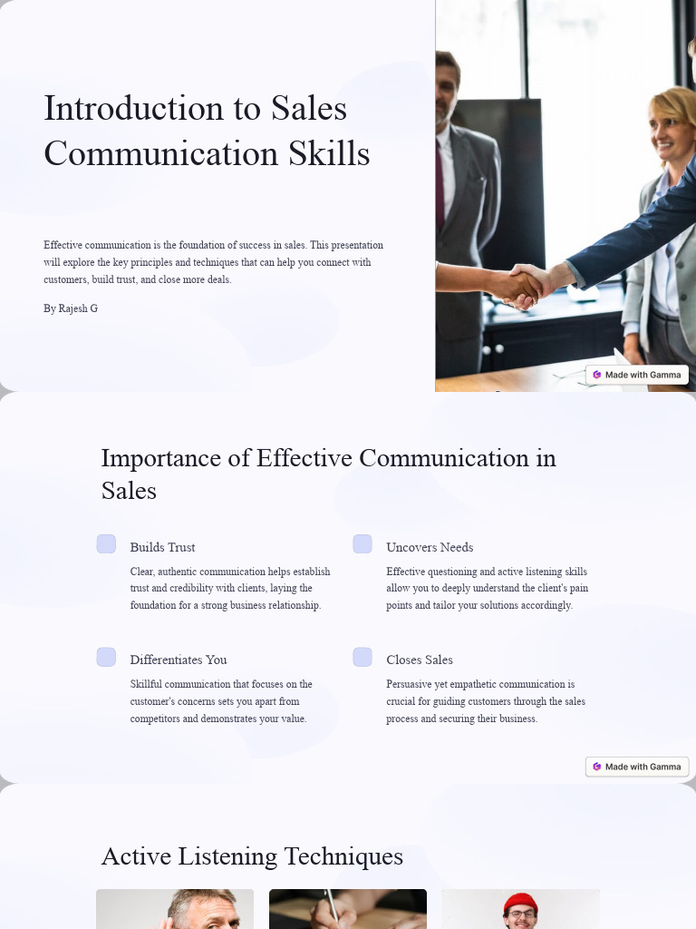 Introduction to Sales Communication Skills | Download Free PDF ...