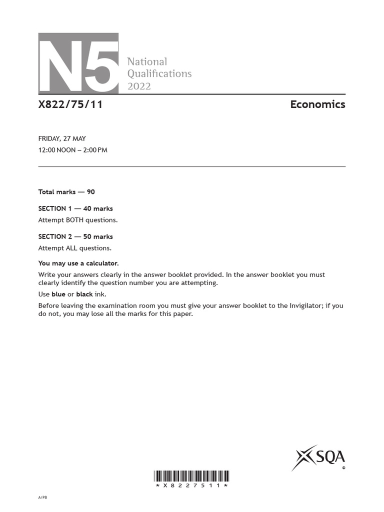 N5 Economics QP 2022 | Download Free PDF | Supply (Economics) | Taxes