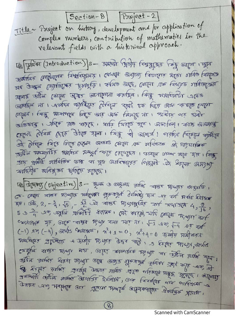 Math Project Class 11 Section B...Project on History of Complex Numbers ...