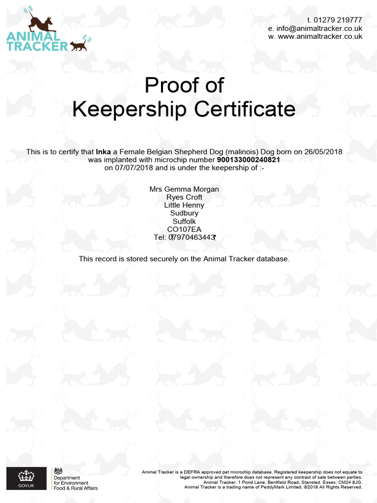 Keepership Certificate | PDF