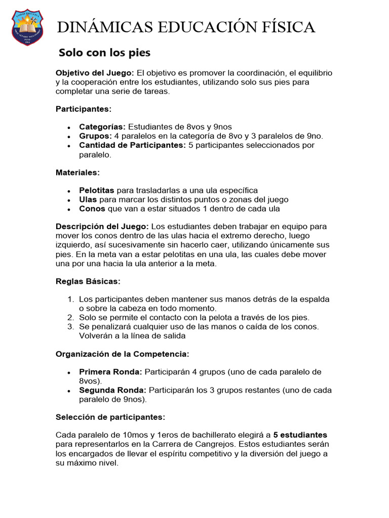 Dinámicas de Educación Física Divertidas | PDF