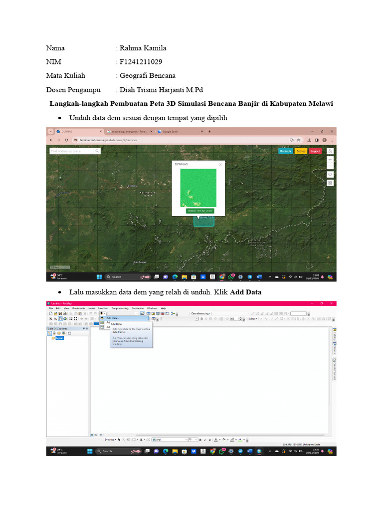 Langkah Langkah Pembuatan Peta 3D Simulasi Bancana Banjir | PDF