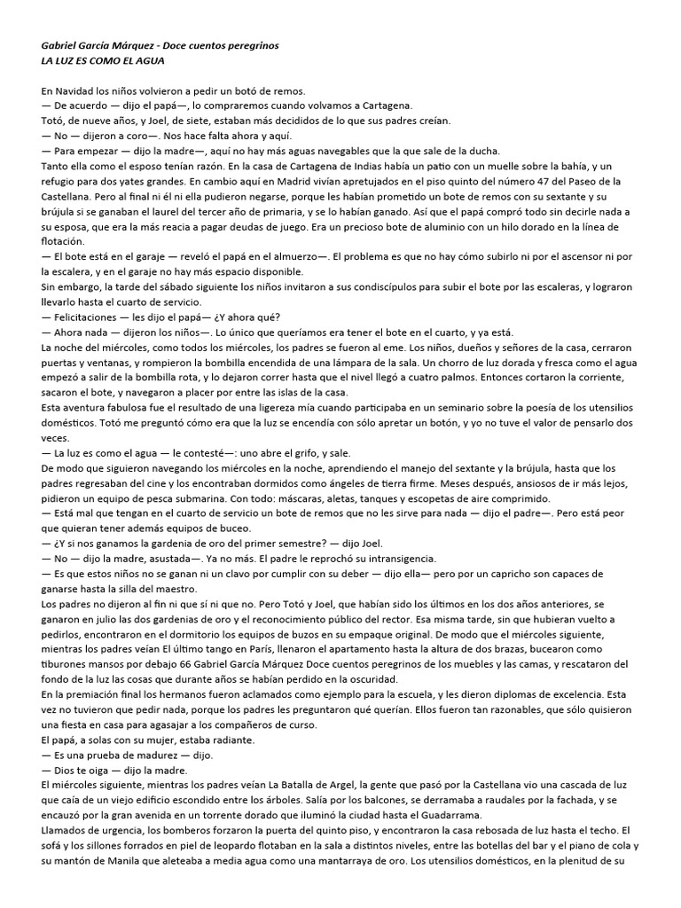 Gabriel García Márquez - La Luz Es Como El Agua | PDF