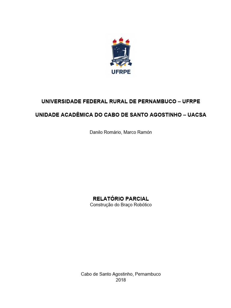 Relatório Parcial - Braço Robótico | PDF | Engenharia Mecânica