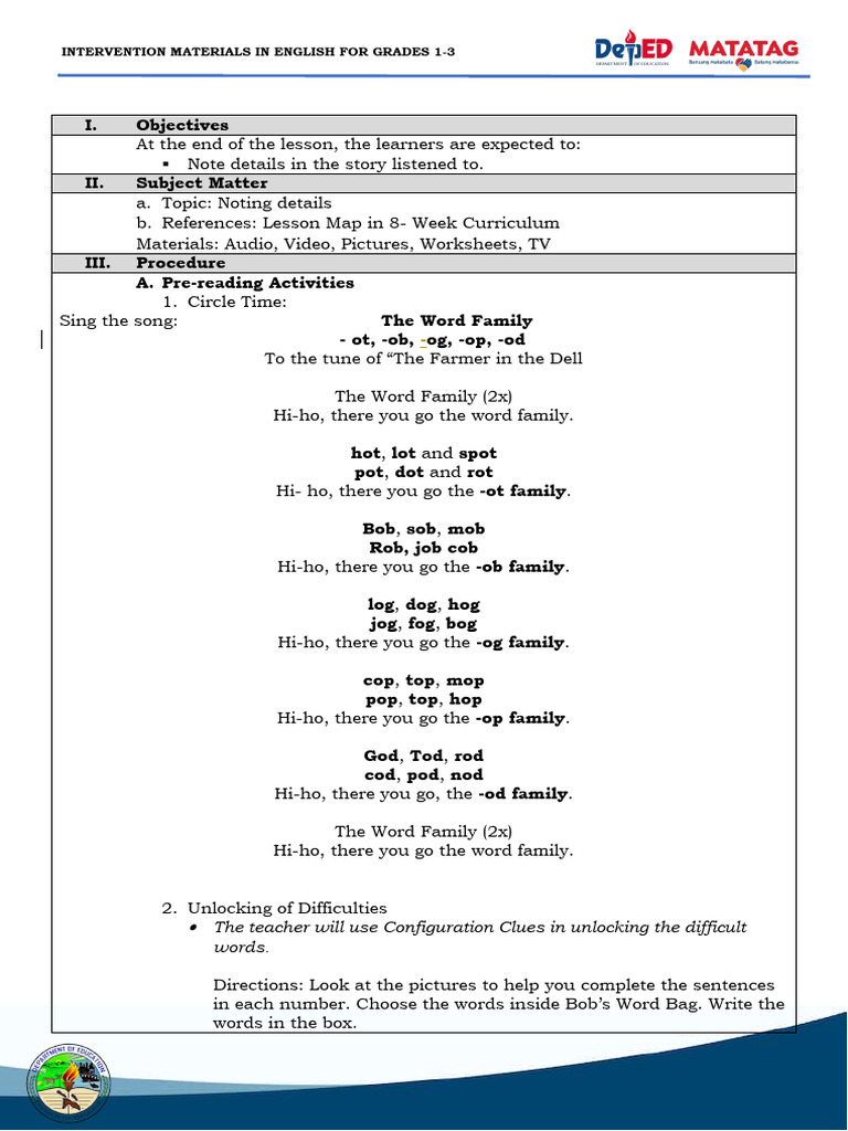 SRF - DLP - Short o (Ob, Od, Og, Op, Ot) | PDF | Cognitive Psychology ...