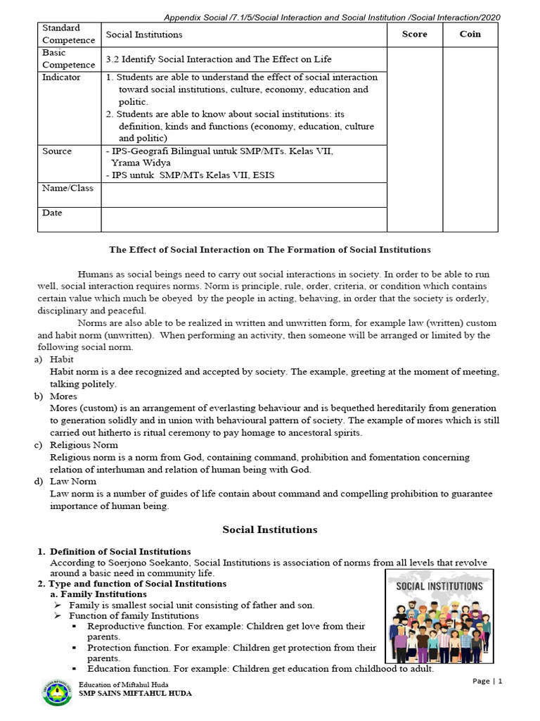 Impact of Social Interaction on Institutions | PDF | Institution | Family