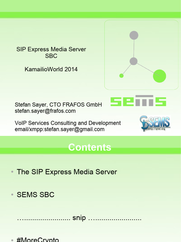 25 Stefan - Sayer SEMS SBC | PDF | Session Initiation Protocol | Internet Standards