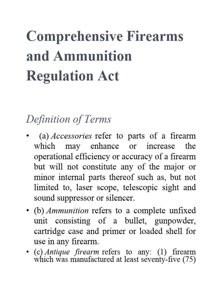 Comprehensive Firearms and Ammunition Regulation Act | PDF | Firearms ...