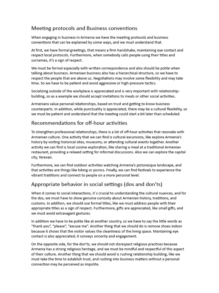 The Meeting Protocols and Business Conventions Can Be Explained by Some Ways | PDF | Human ...