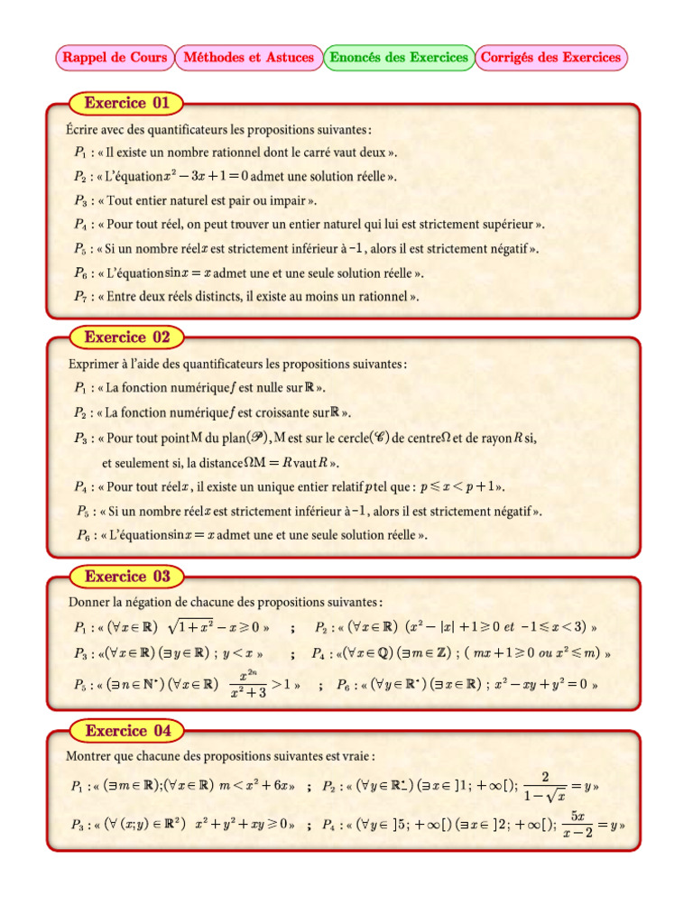 Exercices Logique SM | PDF