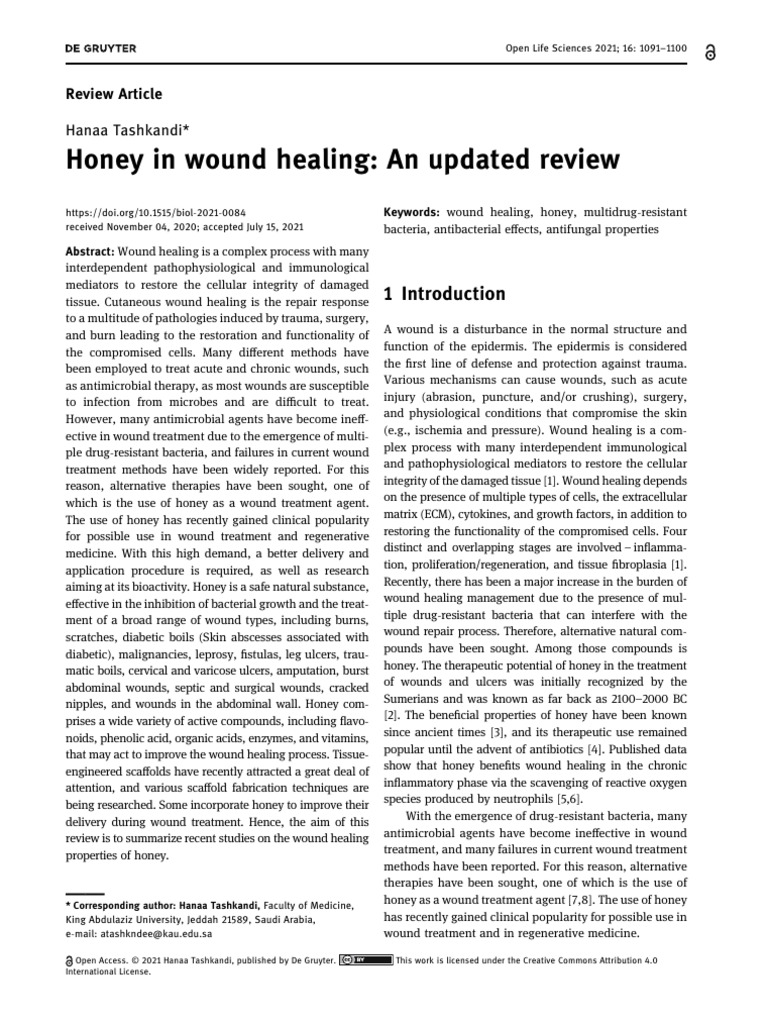 Wound Care Journal With Honey | PDF | Wound | Wound Healing