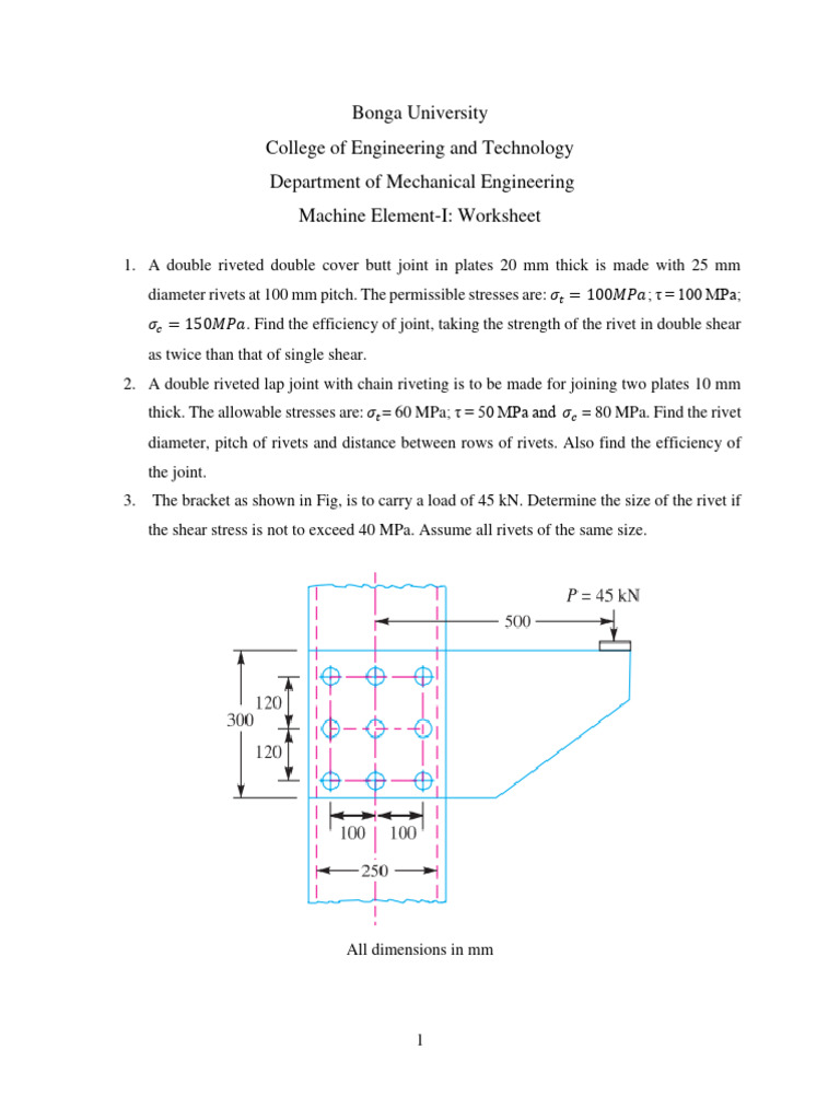 Machine Element-I Worksheet | PDF | Belt (Mechanical) | Stress (Mechanics)