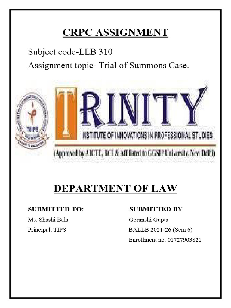 CRPC Assignment | PDF | Plea | Prosecutor