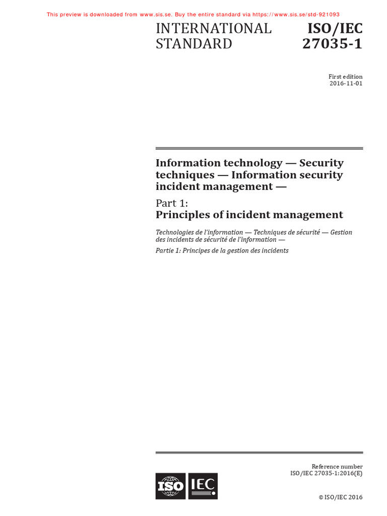 Iso Iec 27035 1 2016 en PDF | PDF | Information Security | Computer Security