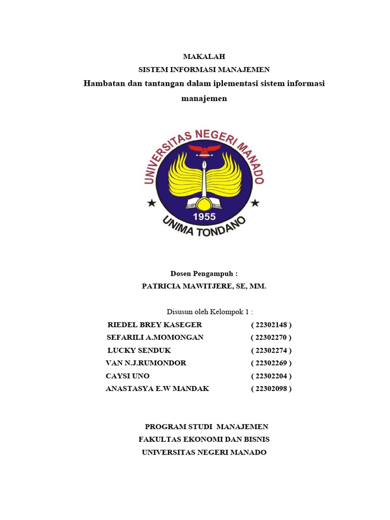 SIM Projek Perguruan Tinggi Unima Kelompok 2 | PDF