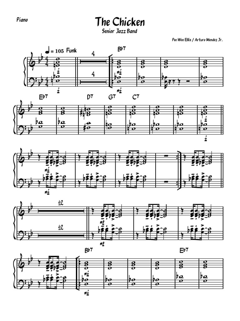 The Chicken Pee Wee Ellis The Chicken-Piano | PDF