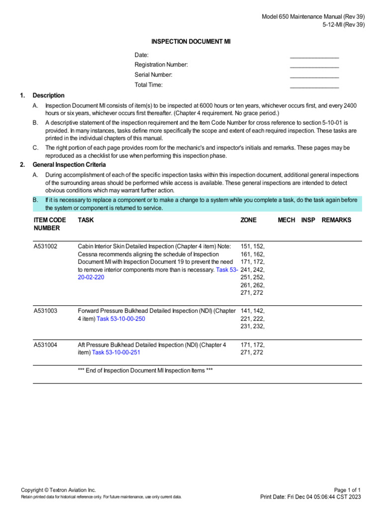 5-12-MI - INSPECTION DOCUMENT MI | PDF