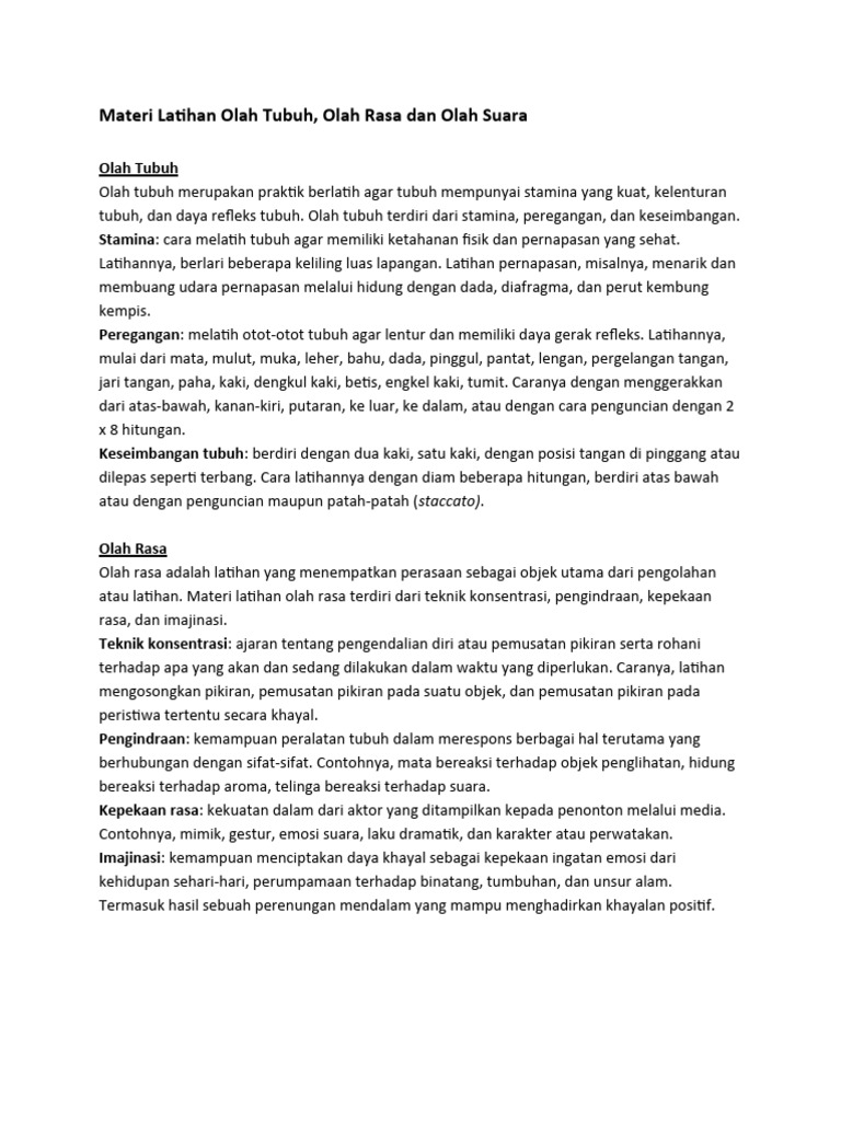 Teknik Olah Tubuh, Rasa, dan Suara | PDF