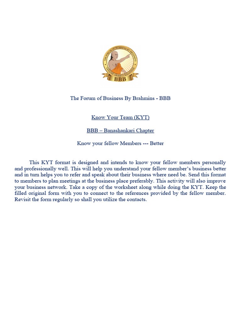 Kyt Form - Blank | PDF