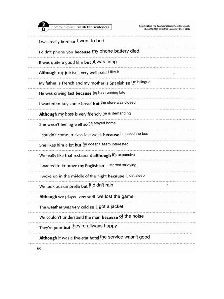 Activity 2 - so, but, although, because | PDF