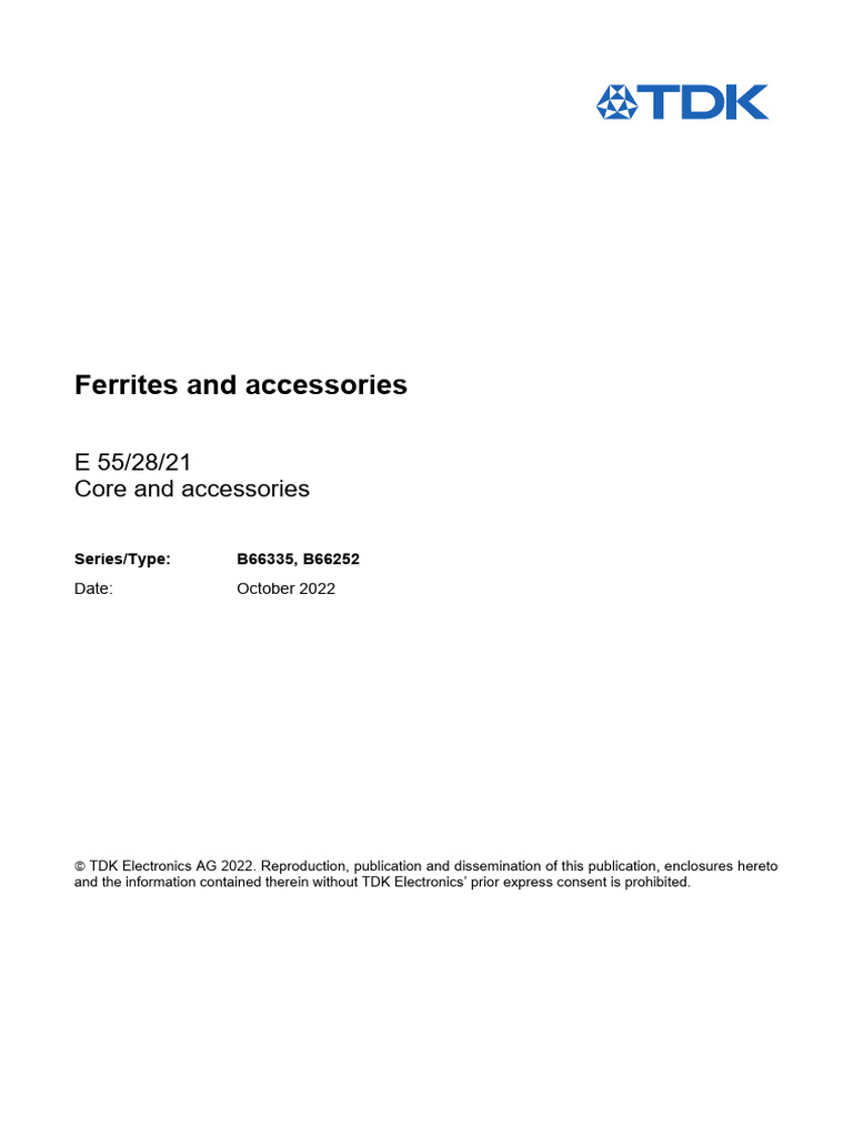 EE55 Ferrite Core Datasheet | PDF | Inductance | Inductor