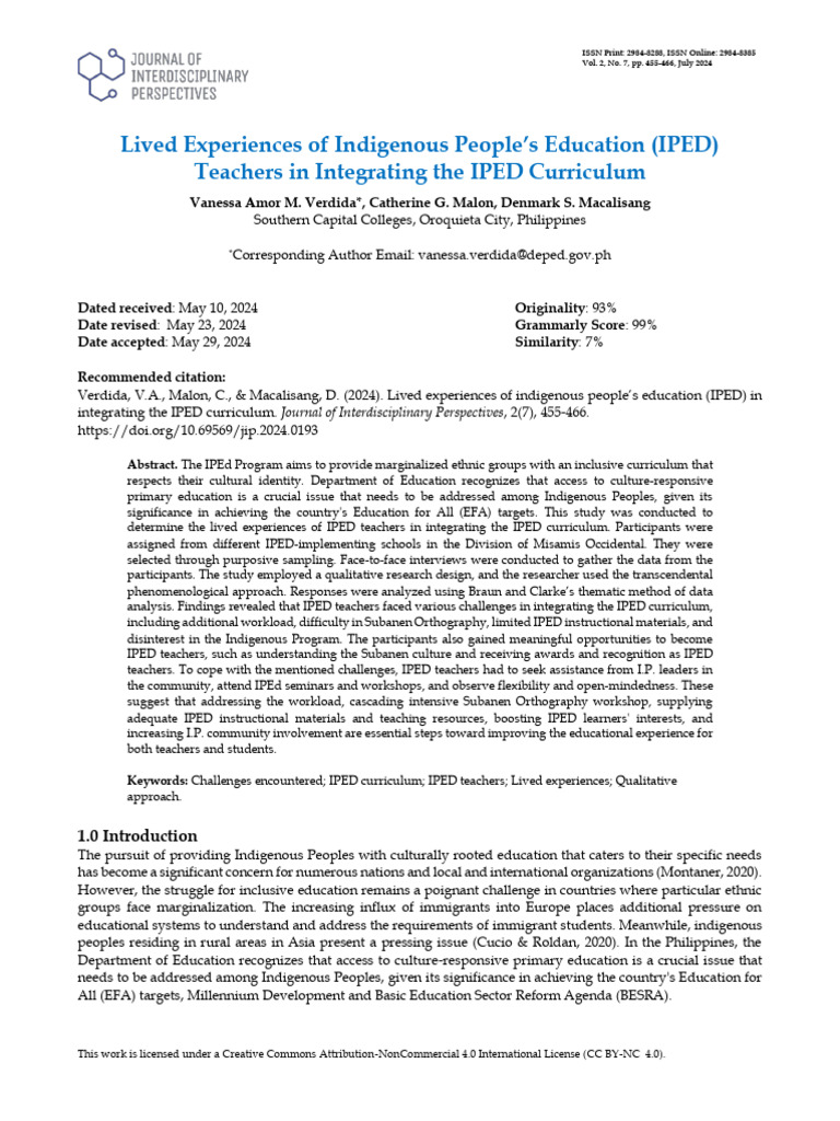 IPED Curriculum: Teacher Experiences | PDF | Curriculum | Teachers