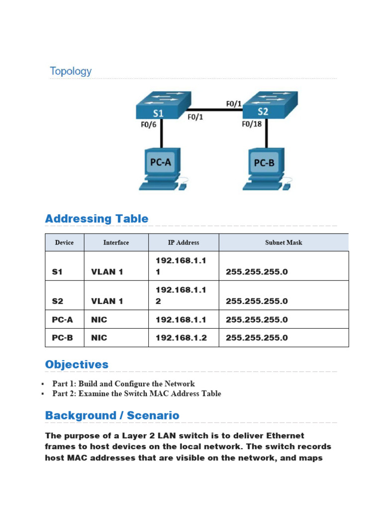 Guide 7.3.7 Lab - View The Switch Mac Address | PDF | Network Switch | Computer Network