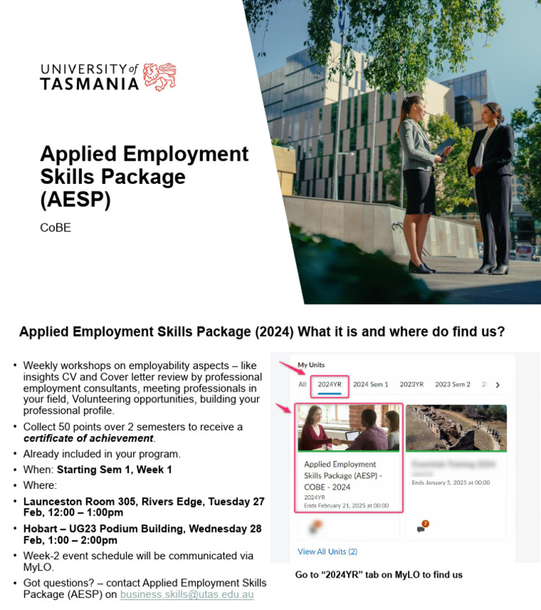 Applied Employment Skills Package (AESP) - Slide For Week1 - 2024 | PDF | Career & Growth
