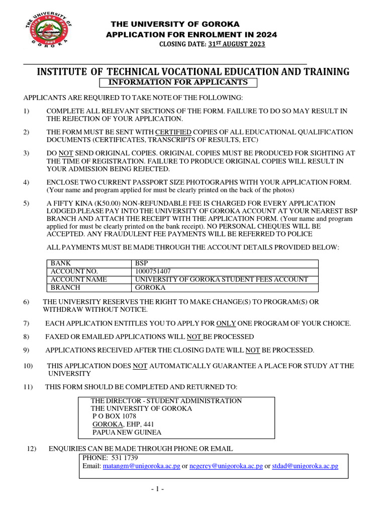 4 Application Form ITVET-2024 2 | PDF | Diploma | Cheque