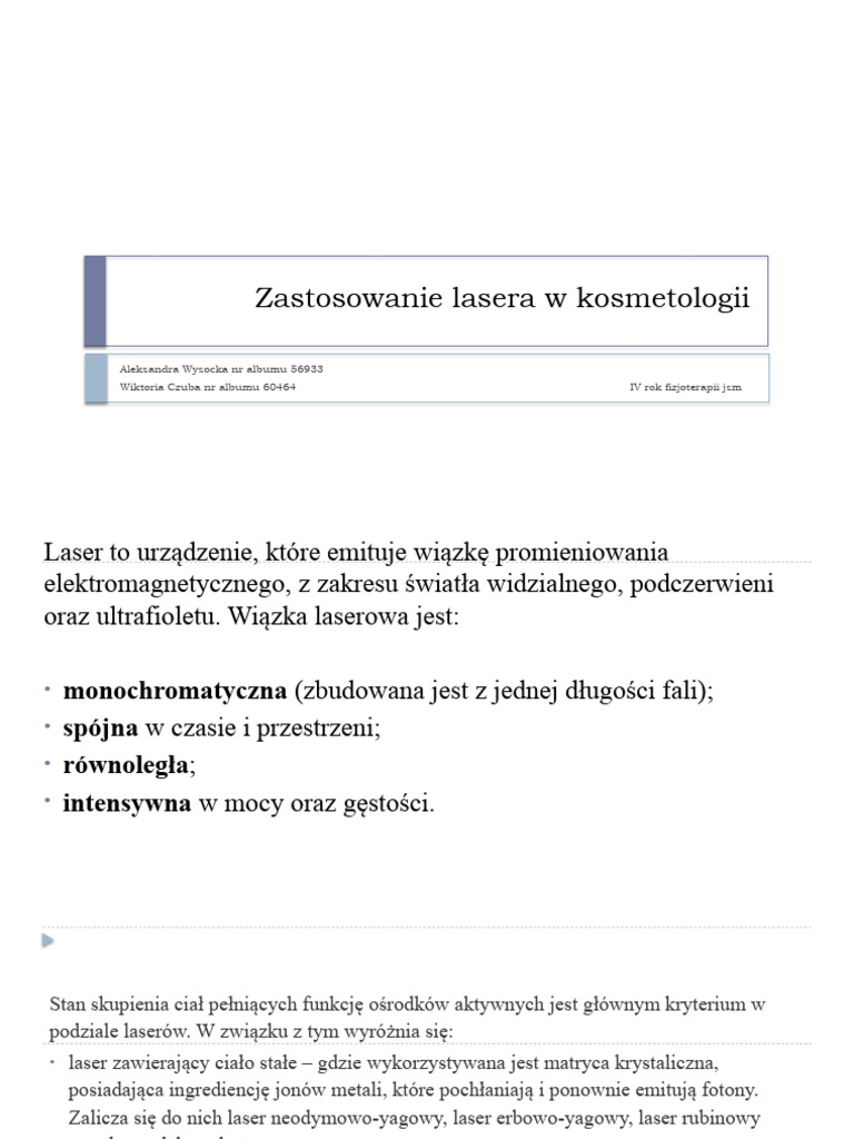 Zastosowanie Lasera W Kosmetologii | PDF