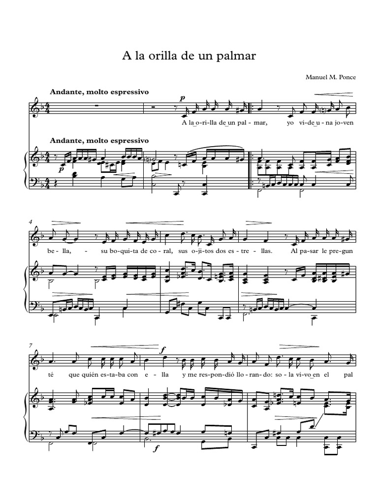 A La Orilla de Un Palmar - Manuel M Ponce | PDF
