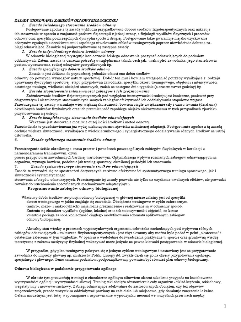 Zasady Stosowania Zabiegów Odnowy Cw1 2 Pdf