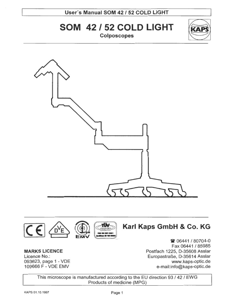 Instrukcja Obsługi Kolposkopu KARL KAPS SOM 42, 52 | PDF