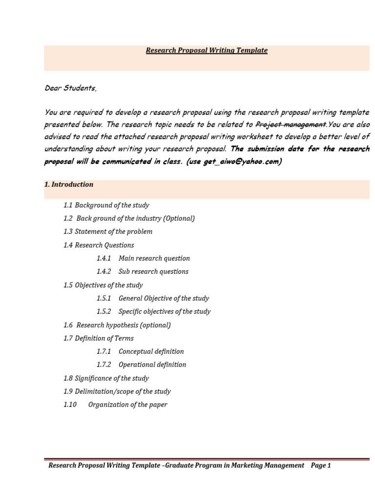 1-Research Proposal Writing Template | PDF | Methodology | Inquiry