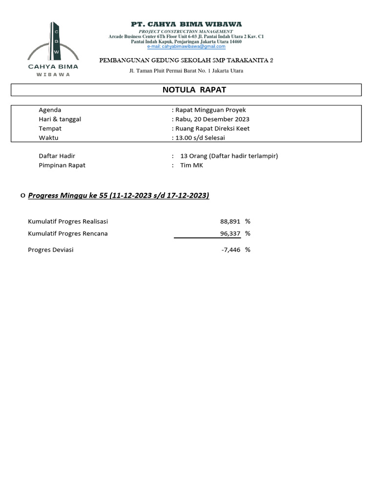 Notula Rapat (20-12-2023) | PDF