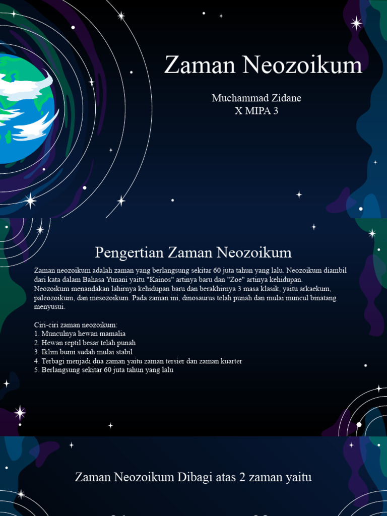 Zaman Neozoikum Muchammad Zidane X MIPA 3 | PDF