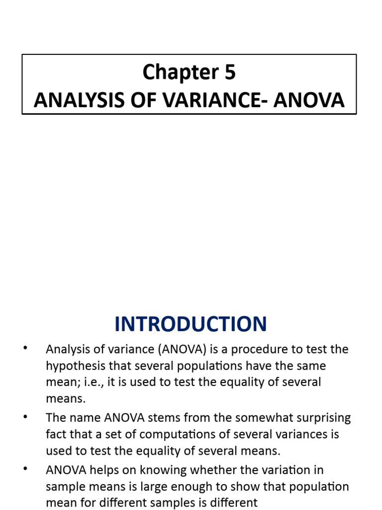 Chapter 5-ANOVA | PDF | Analysis Of Variance | Variance