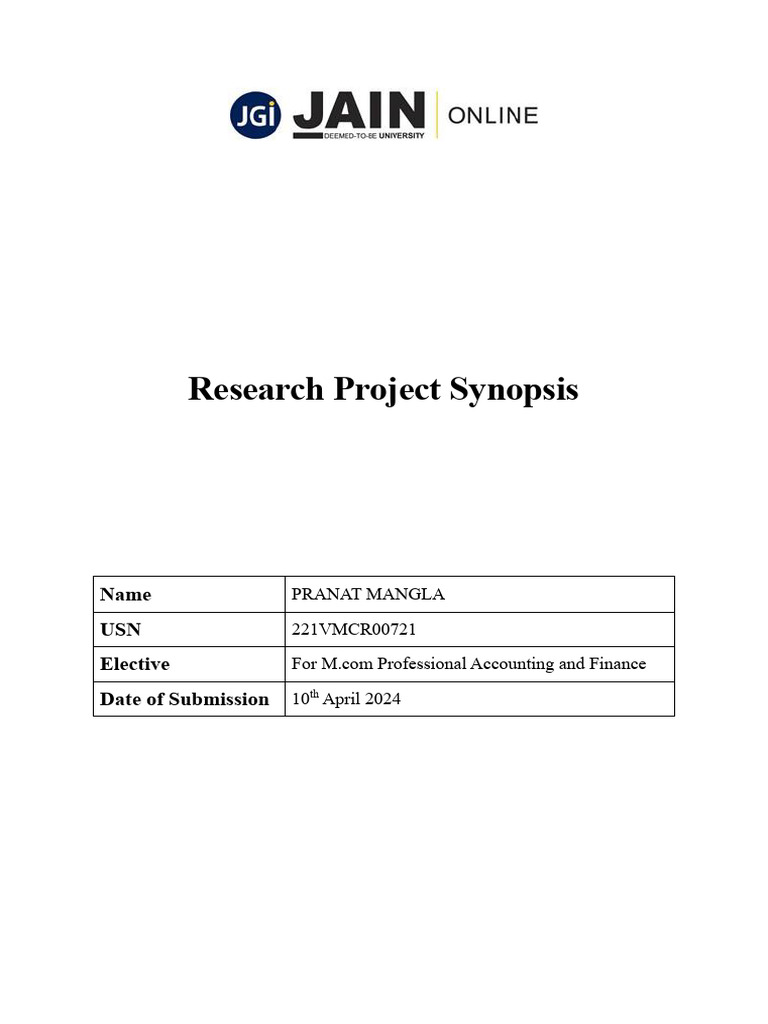 Pranat Mangla - 221VMCR00721 Synopsis | PDF | Vector Autoregression ...