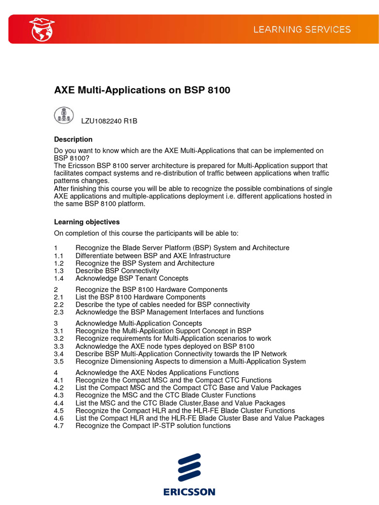 1550 - AXE Multi-Applications On BSP 8100 | PDF | Computer Cluster ...
