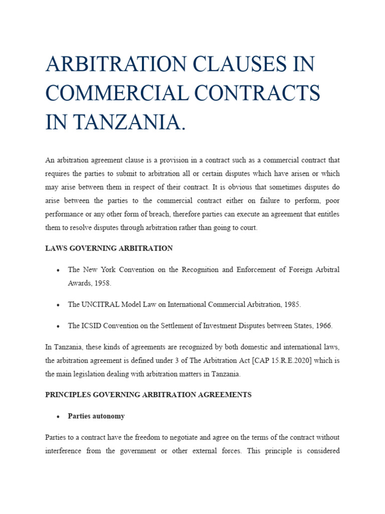 Arbitration Agreement Clauses. | PDF | Arbitration | Jurisdiction