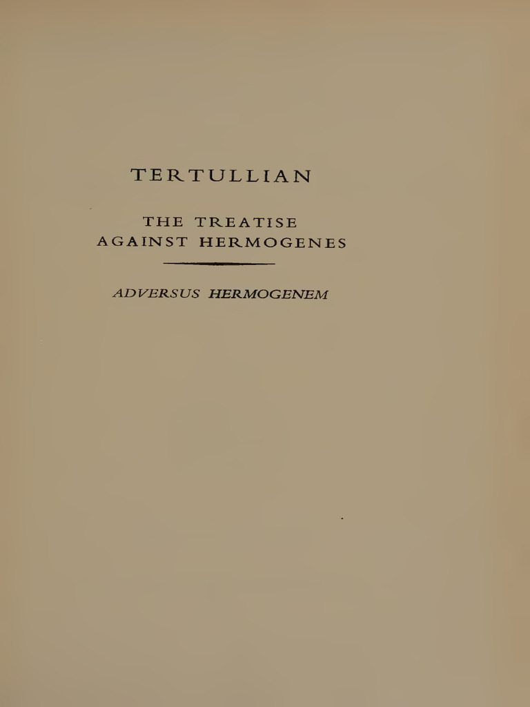 Tertullianus - Adversus Hermogenum en (J.H. Waszink, 1956) ACW 024 ...