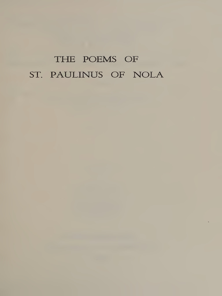 Paulinus Nolanus - Carmina en (P.G. Walsh, 1975) ACW 040 | PDF | Classics