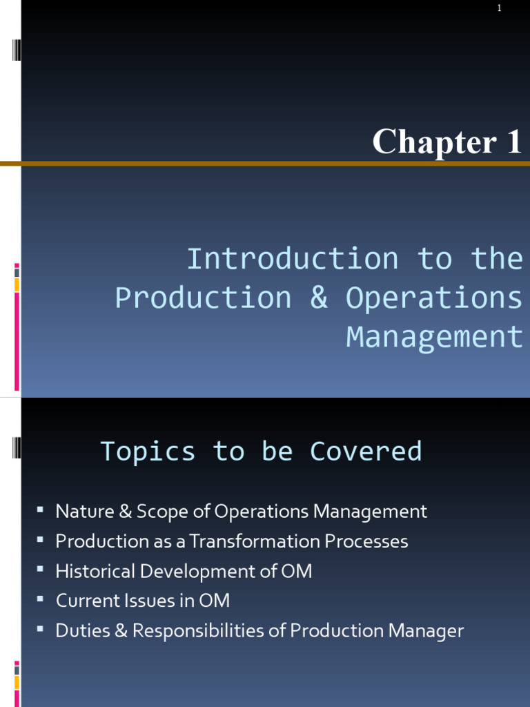 Ch-1 Introduction To POM | PDF | Operations Management | Supply Chain ...