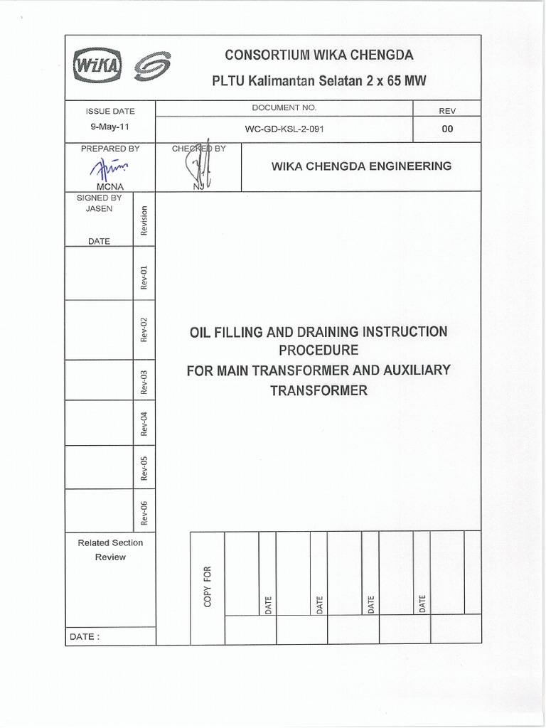 Oil Filling and Drainning Instruction Procedure | PDF